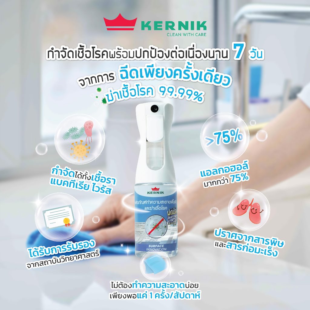 เคอร์นิค สเปรย์ทำความสะอาดและฆ่าเชื้อโรคเชื้อรา แบคทีเรีย ดับกลิ่น ...