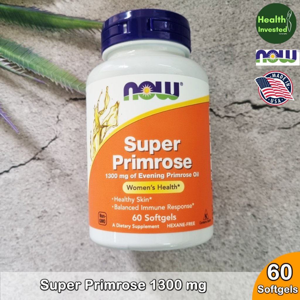 Super Primrose 1300 mg of Evening Primrose Oil 60 Softgels น้ำมันอีฟนิ่งพริมโรส อาหารเสริมเพื่อ ...