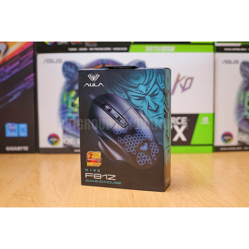 เมาส์เกมมิ่ง Aula Wind F812 Black รองรับมาโคร มีเมมโมรี่ ปุ่มกด 7 ปุ่ม ...