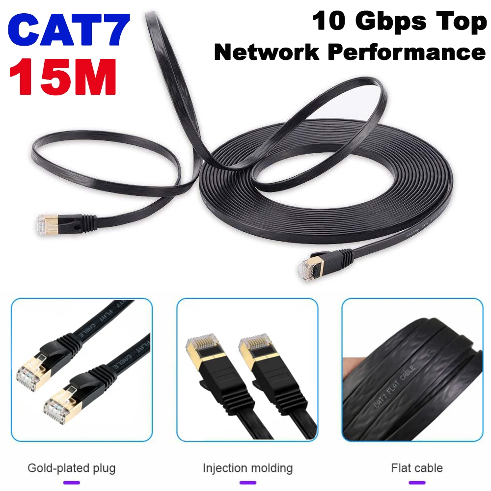 15m สายแลน CAT7 แบบแบน (ใช้แทน CAT5e CAT6 ได้) Ethernet RJ45 Cat7 ...