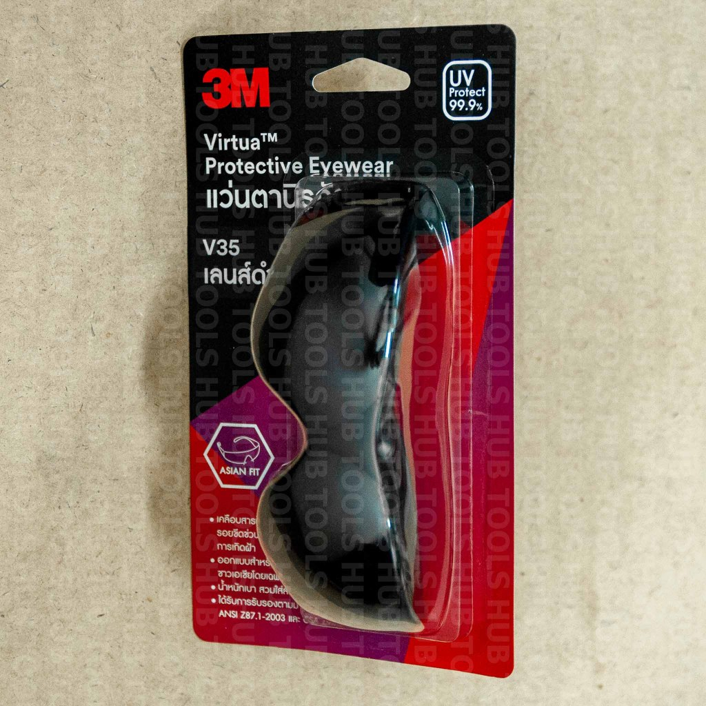 แว่นตานิรภัย 3M รุ่น V35 Virtua Sport Asian Fit ขาแว่นสีดำ เลนส์ดำ (ของแท้) | Shopee Thailand