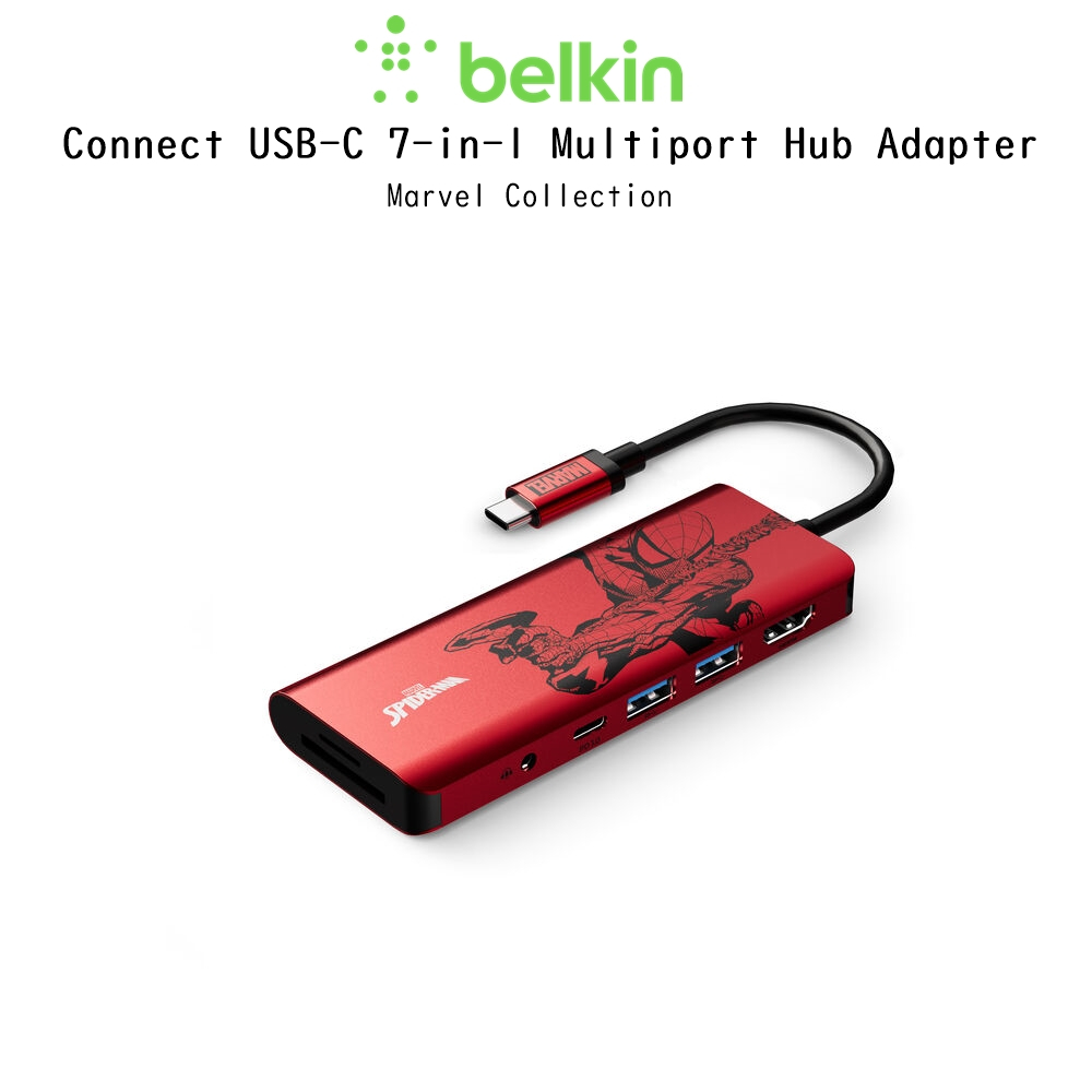 Belkin Connect USB-C 7-in-1 Multiport Hub Adapter Marvel Collection Hub ...