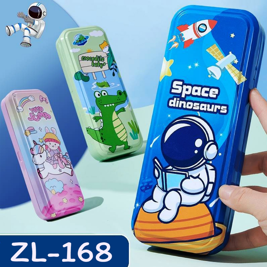 กล่องดินสอเหล็ก 2ชั้น ลายการ์ตูน เลือกลายได้ 4แบบ (168 ZL) ทำจากวัสดุ ...