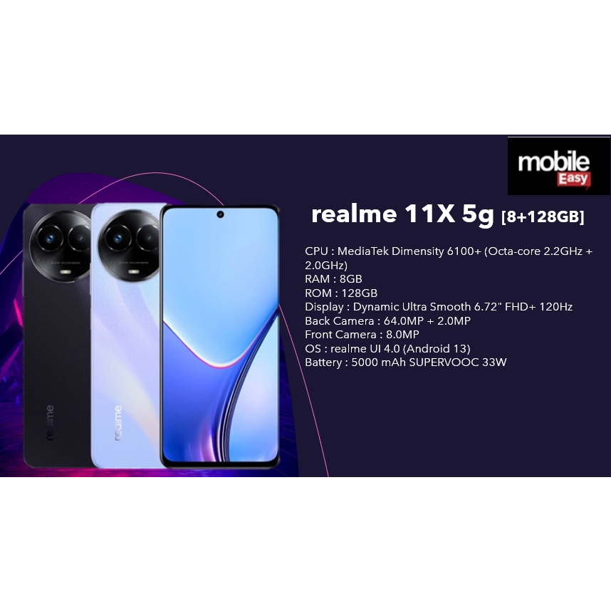 realme 11X 5g [8+128GB] เครื่องศูนย์แท้ รับประกันศูนย์ไทย 1 ปี | Shopee Thailand