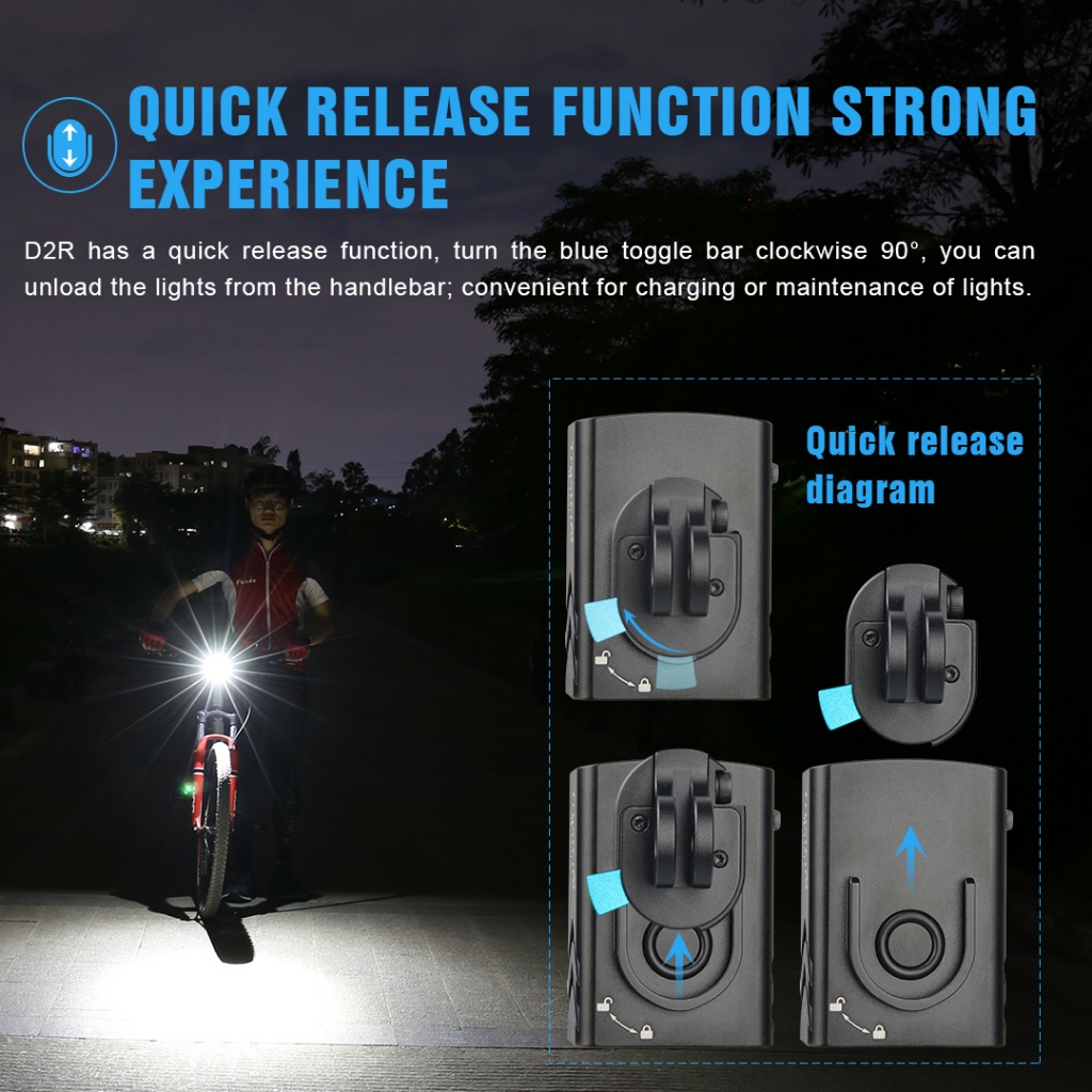 Trustfire D2R Bicycle LED ไฟฉาย 450 Lumens Type-C rechargeable Light Light Quick Release 1600mAh ...