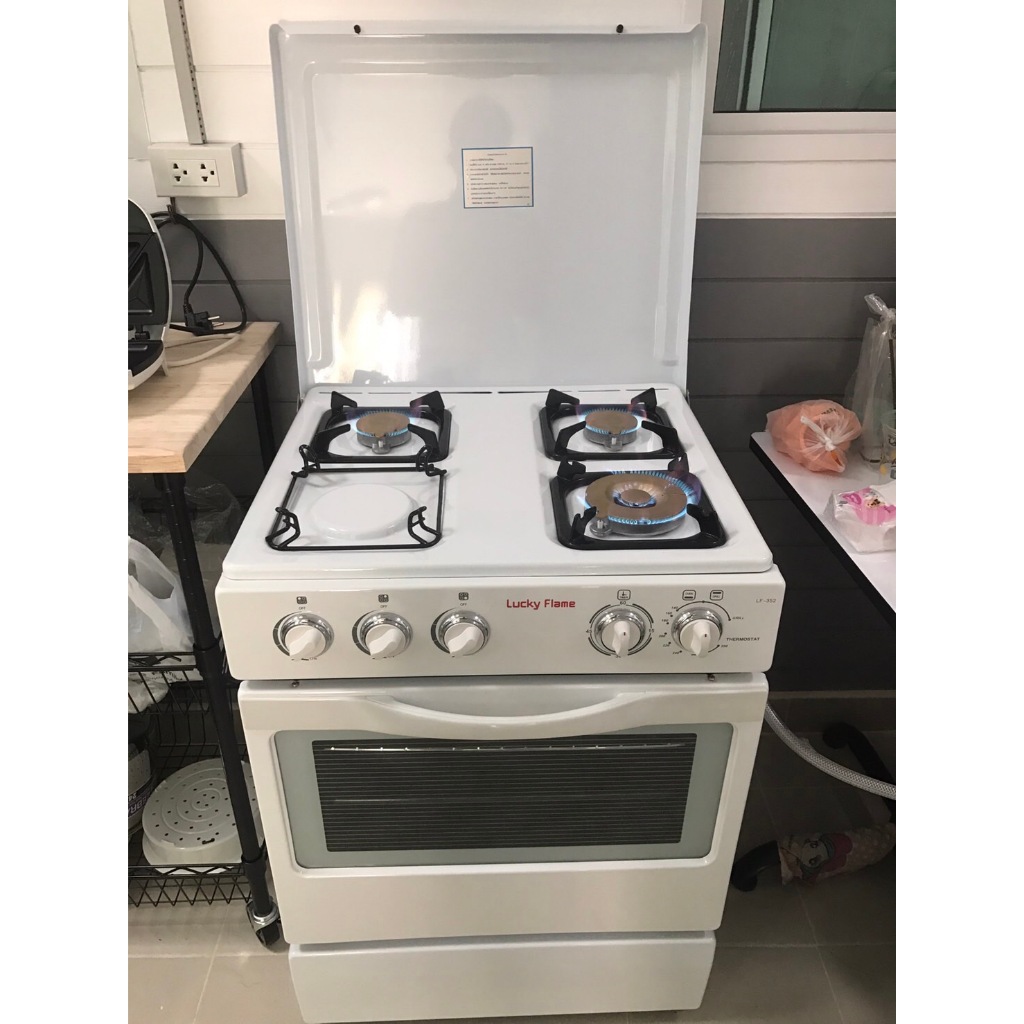 เตาแก๊สพร้อมเตาอบแบบตั้งพื้น พร้อมฝาปิด ลัคกี้เฟลม LF-352 | Shopee Thailand