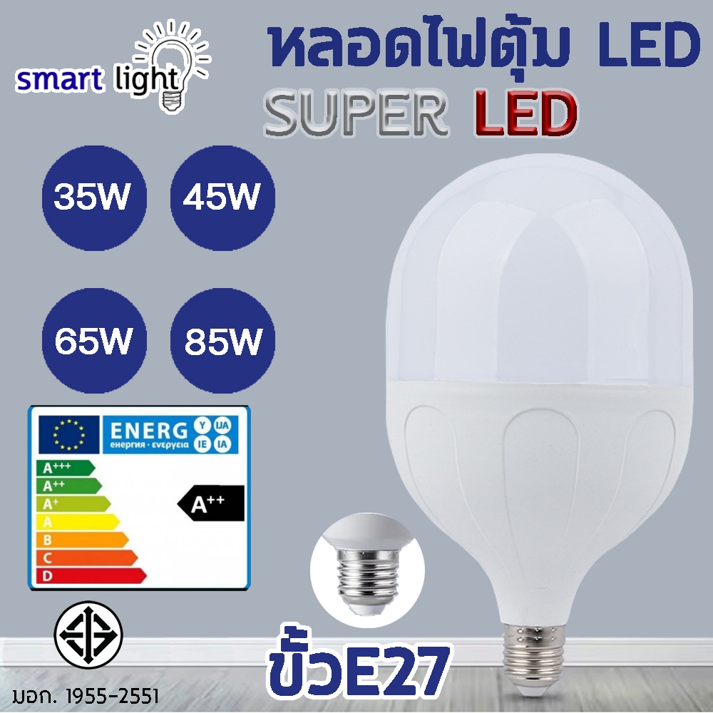 หลอดไฟ LED แสงขาว ใช้กับขั้วหลอดไฟ E27 35W 45W 65W 85W หลอดLED Bulb ...