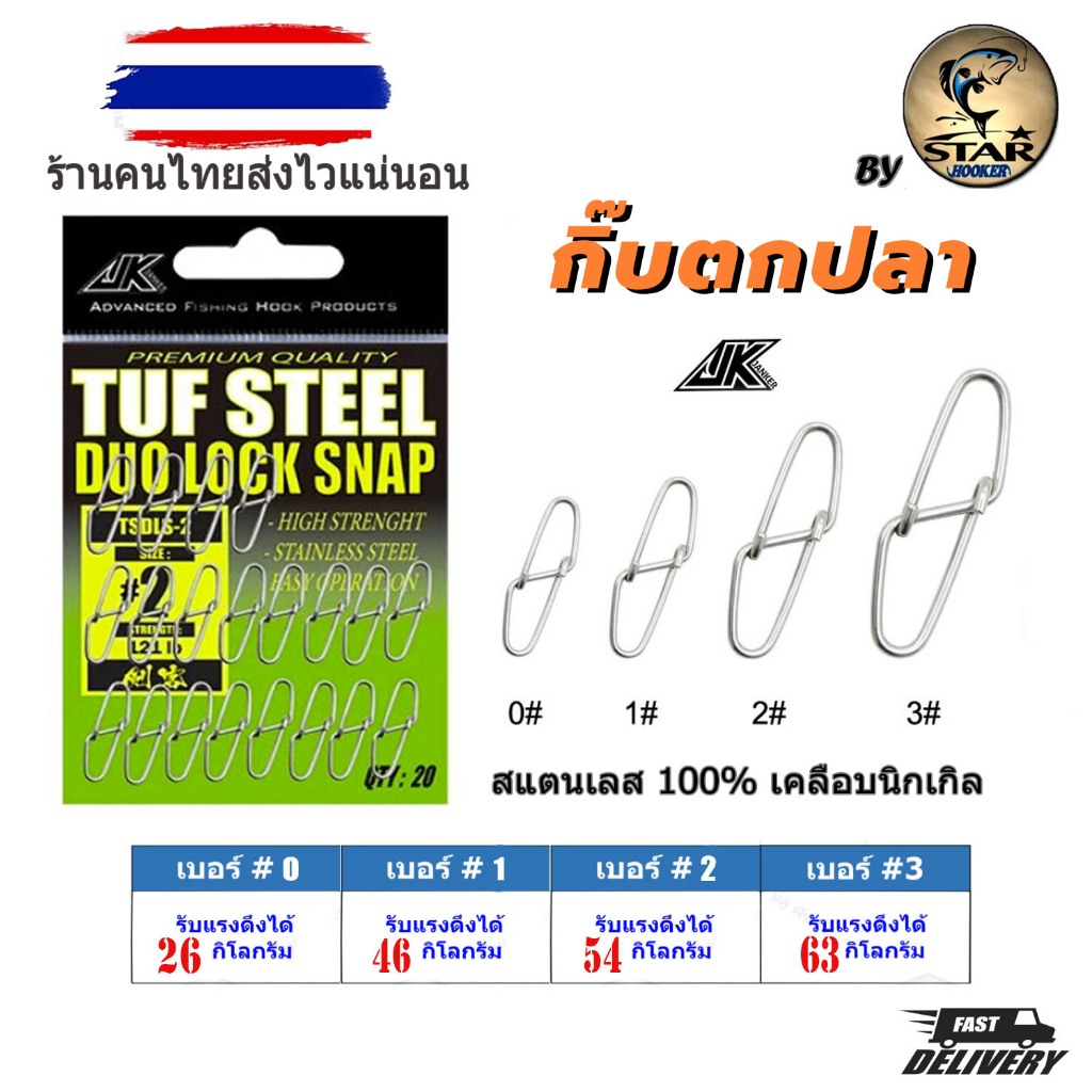 กิ๊บตกปลา สำหรับเกี่ยวเหยื่อ TUFF STEEL รุ่น DUO LOCK SNAP | Shopee ...