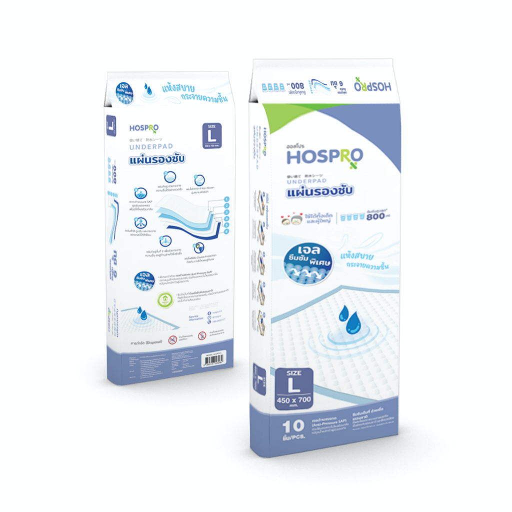 Hospro แผ่นรองซับ แผ่นรองซับผู้ป่วยติดเตียง แห้งสบาย กระจายความชื้น ...
