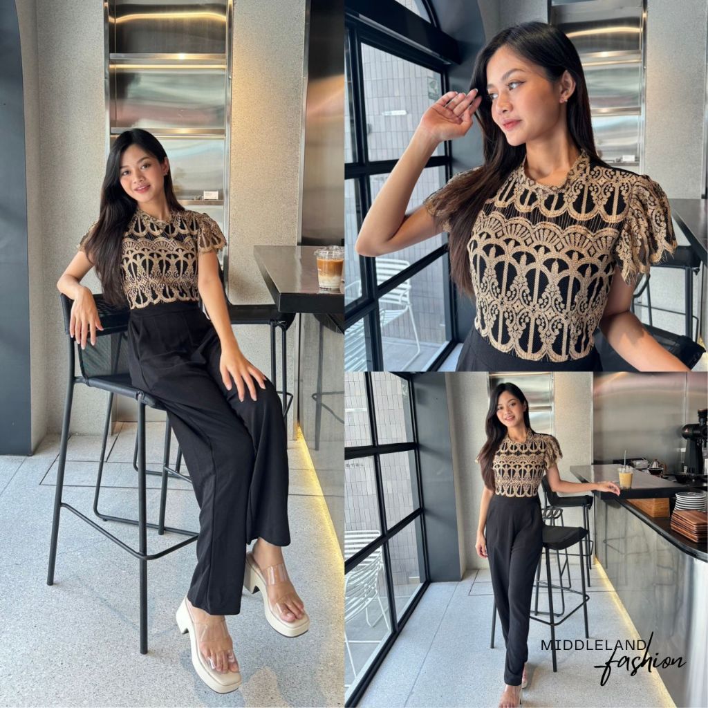 JL02 ชุดจั๊มสูทลูกไม้มงกุฏแฟชั่นใส่ออกงานสวยมากรุ่นนี้ | Shopee Thailand