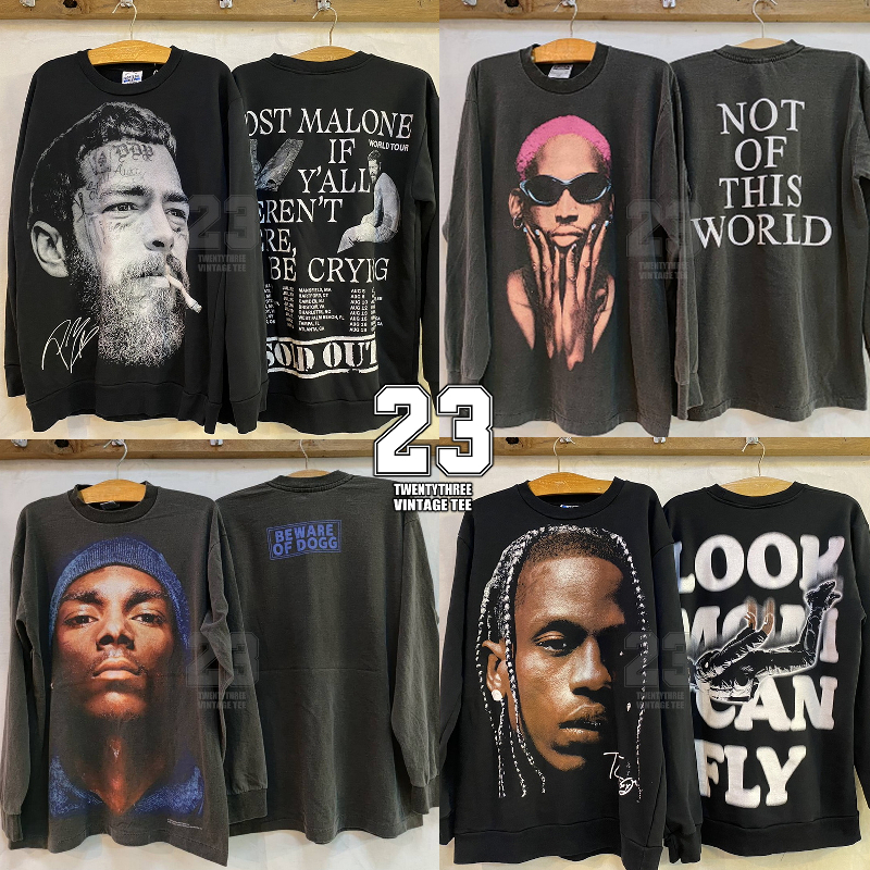 [ 23 ] HIPHOP แขนยาว ฟอกbio สวยๆ วินเทจ Post Malone / Rodman / Travis ...