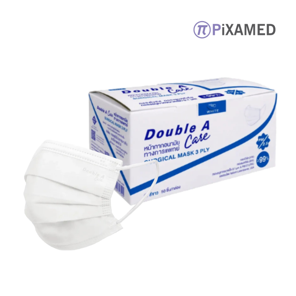 Double A Care หน้ากากอนามัยทางการแพทย์ 3 ชั้น สีขาว - SURGICAL MASK 3 ...