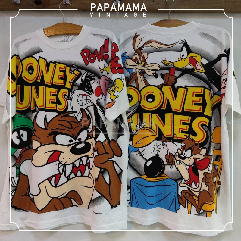 [ LOONEY TUNES] tag Wild Oats @1998 OVP All Over Print เสื้อการ์ตูน ลู ...