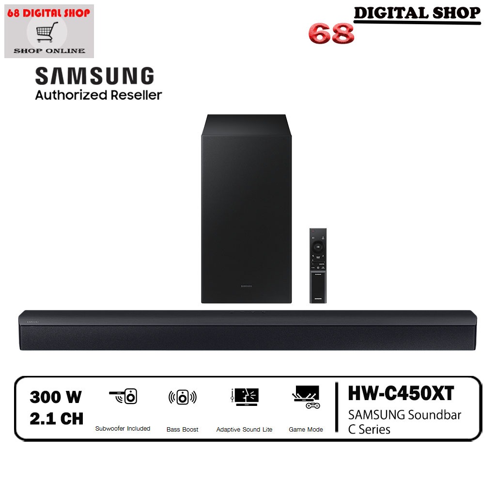 SAMSUNG Soundbar C450 Essential B-Series HW-C450 ลำโพงซาวด์บาร์ ซัมซุง 2.1 Ch 300W รุ่น HW-C450 ...