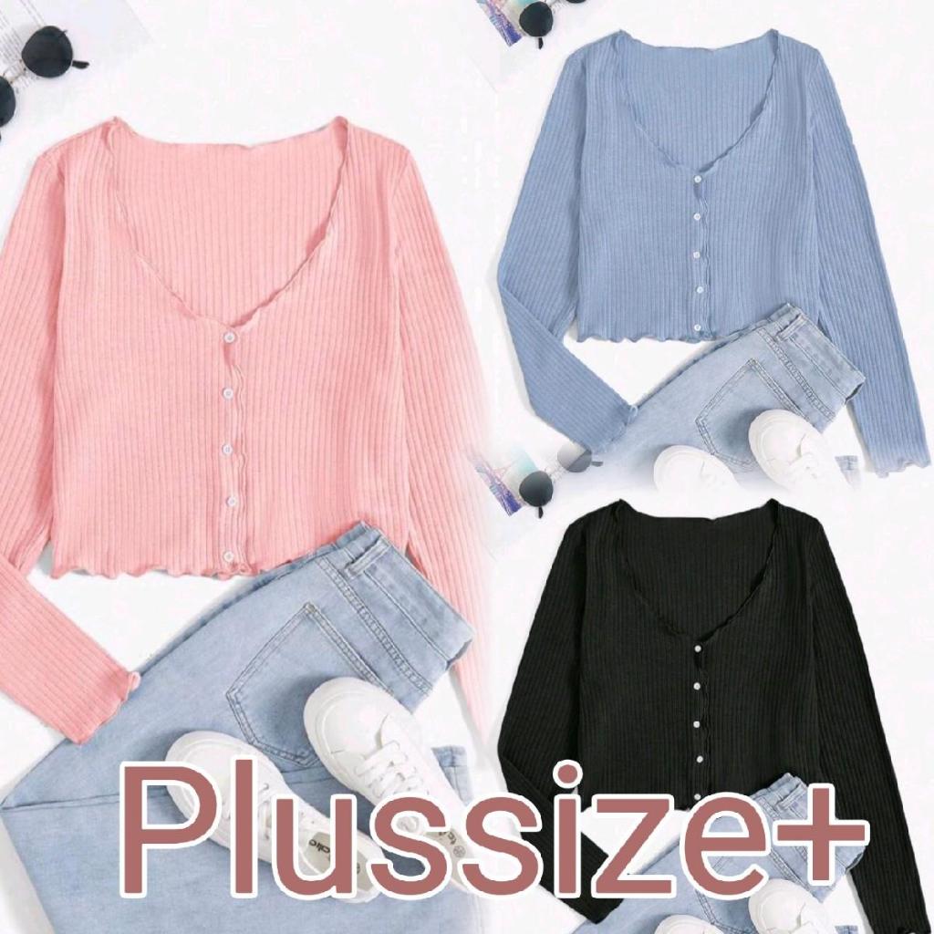 PLUSSIZE CROP เสื้อครอปแขนยาวสาวอวบ เสื้อครอปอก40ถึง54 | Shopee Thailand