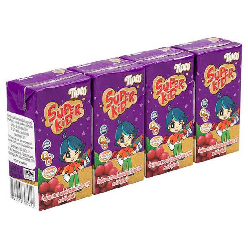 fl Tipco super kid น้ำผลไม้เด็ก กล่องละ110มล. แพ็ค4กล่อง องุ่นแดง ผลไม้ ...