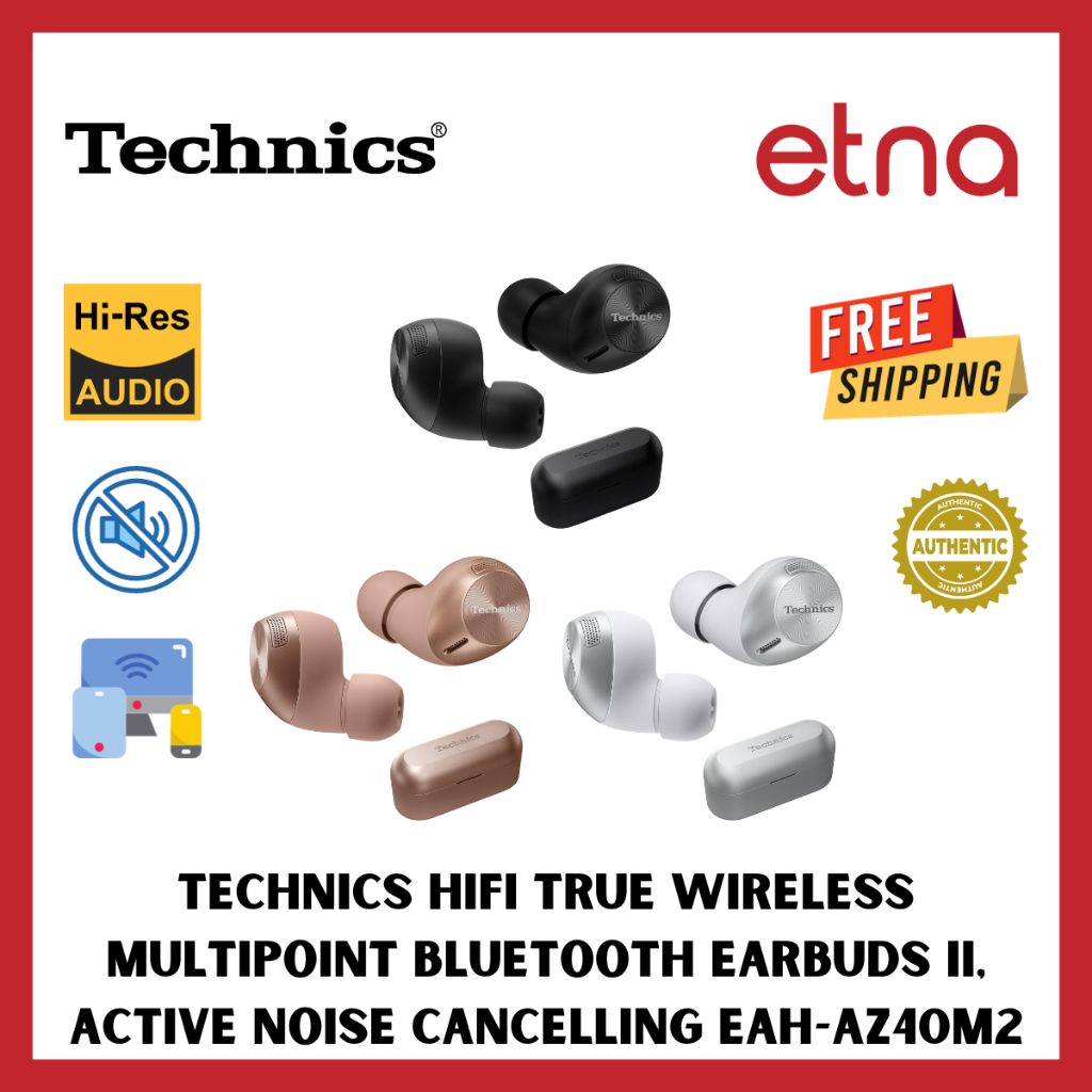 Technics HiFi True Wireless Multipoint Bluetooth Earbuds II, Active Noise Cancelling EAH-AZ40M2 ...