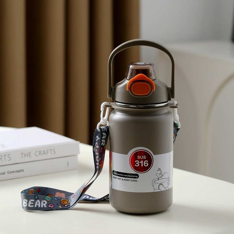 กระบอกน้ำเก็บเย็น 1.2L 1.4Lลิตร สแตนเลส 316 กระติกเก็บความเย็น แก้วเก็บความเย็น พร้อมหลอด เก็บ ...