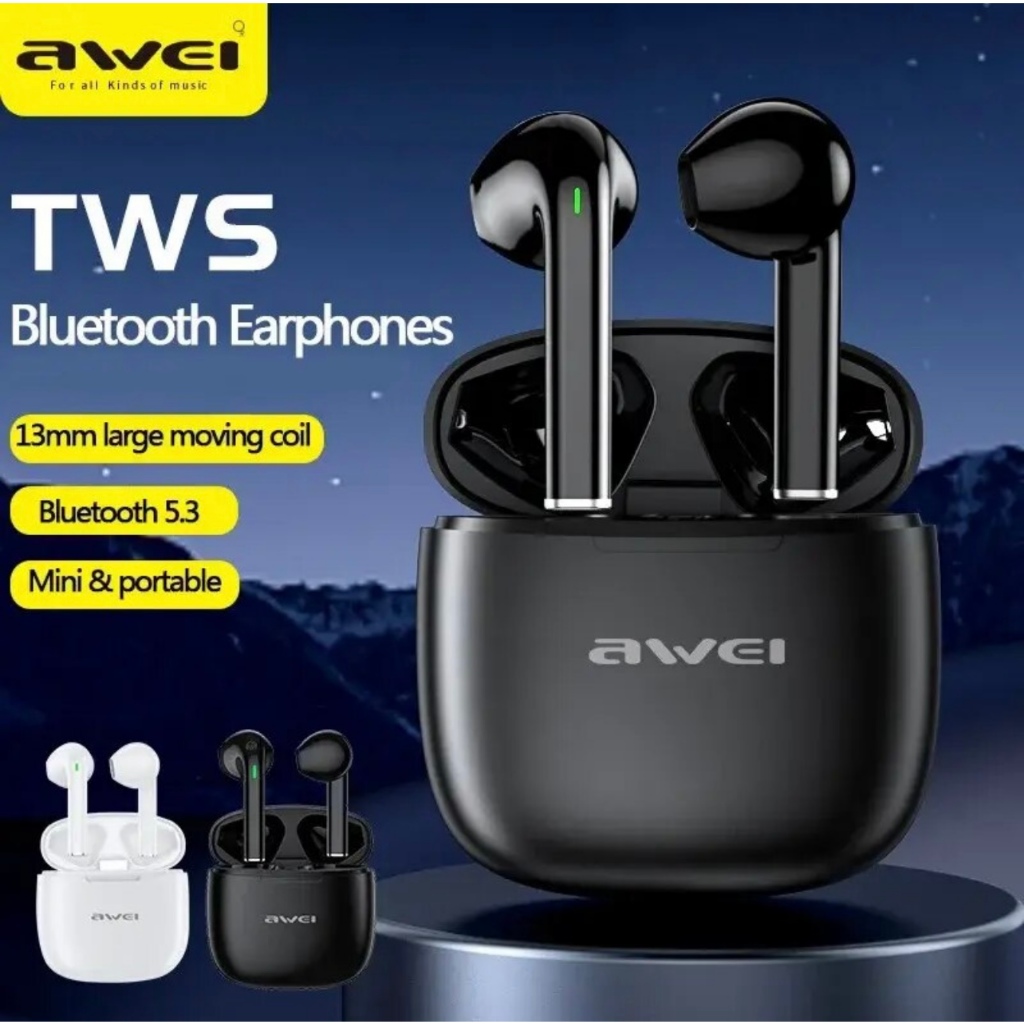 Awei T26 Pro TWS หูฟังบลูทูธไร้สายบลูทูธ5.3เสียงสเตอริโอ6D ไฮไฟเบสชุดหูฟังเล่นเกม | Shopee Thailand