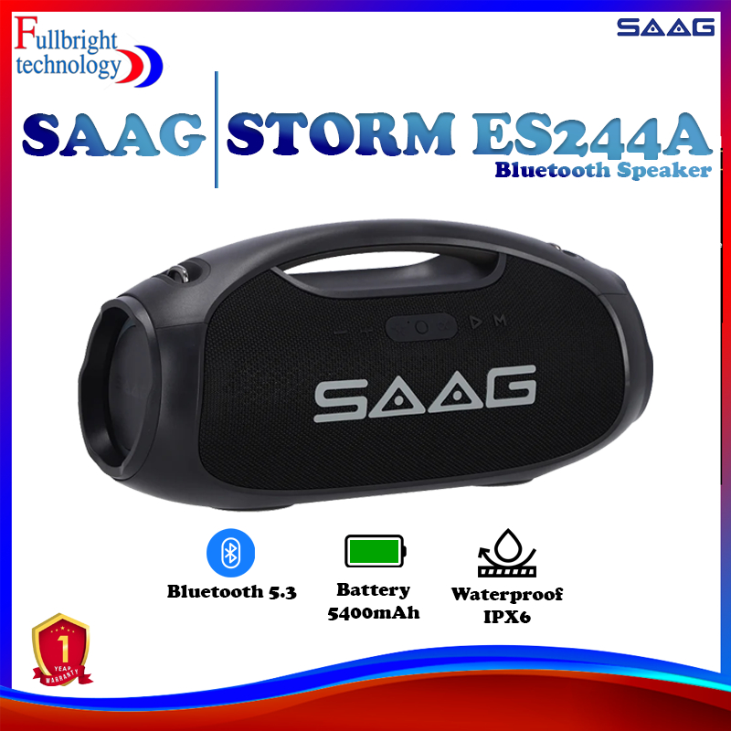 SAAG STORM ES244A Bluetooth Speaker ลำโพงบลูทูธ (ประกันจากศูนย์ 1 ปี) | Shopee Thailand