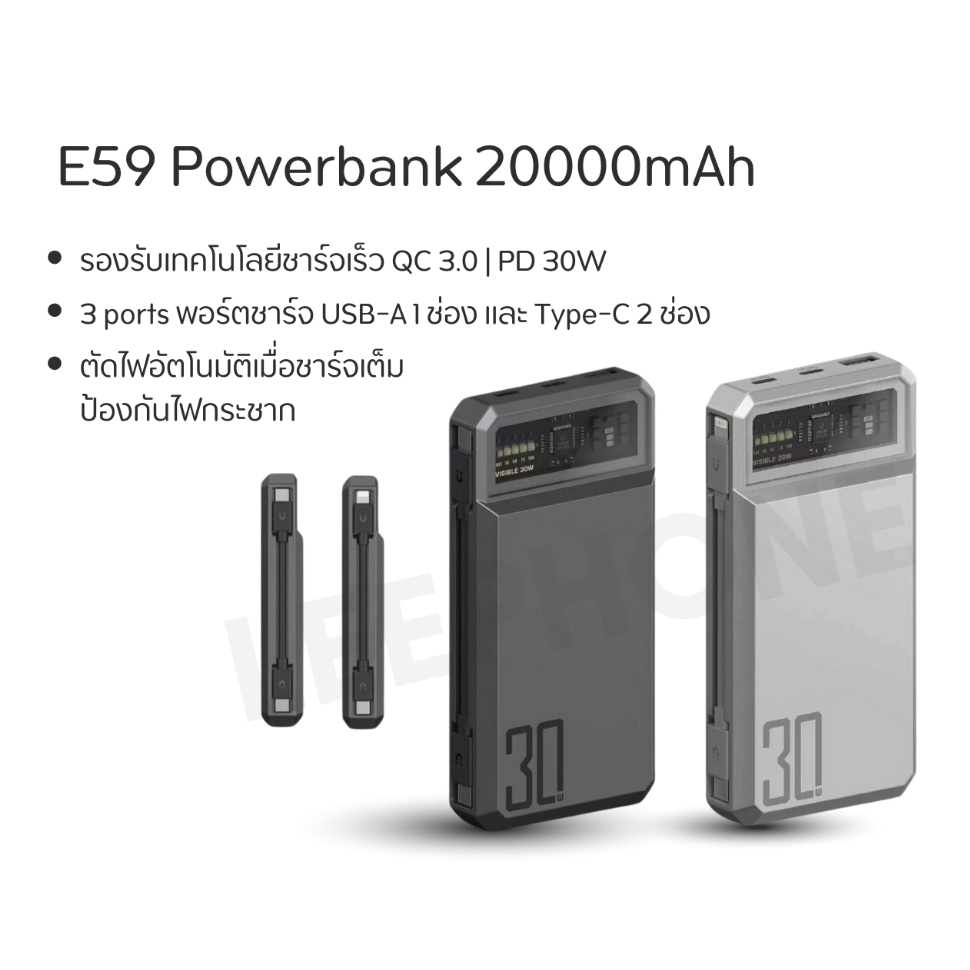 [จัดส่งภายใน24ชั่วโมง!] พาวเวอร์แบงค์ Orsen by Eloop E59 ความจุ ...