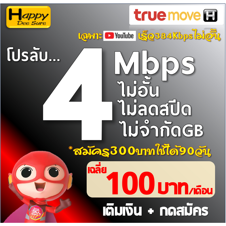 ซิมเทพ เน็ต ทรู TRUE 4Mbps , 8Mbps , 15Mbps , 30Mbps ไม่อั้นไม่ลดสปีด ซิมเทพ ต่ออายุได้ เติมเงิน ...