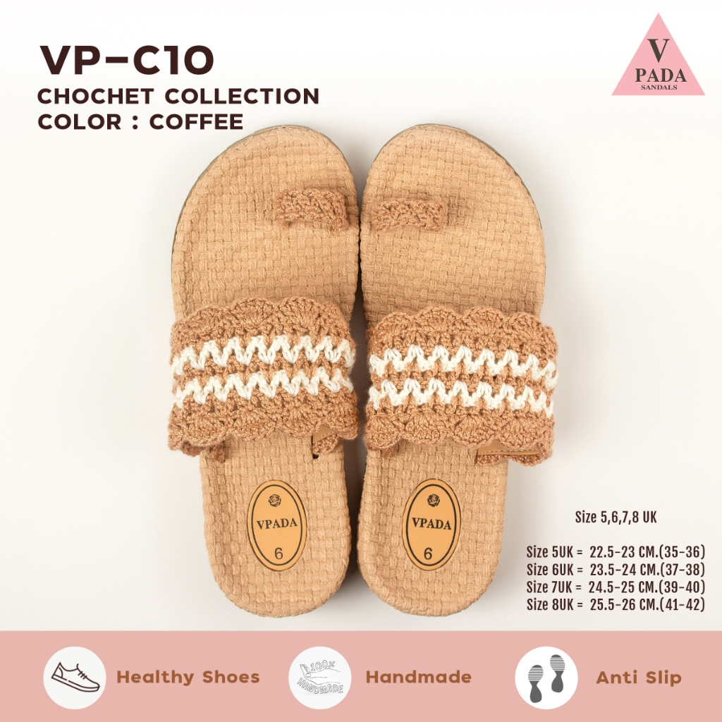 Vpada_sandals_VP-C10 PINK Crochet Collection รองเท้าแตะชายหาดส้นแบน ...