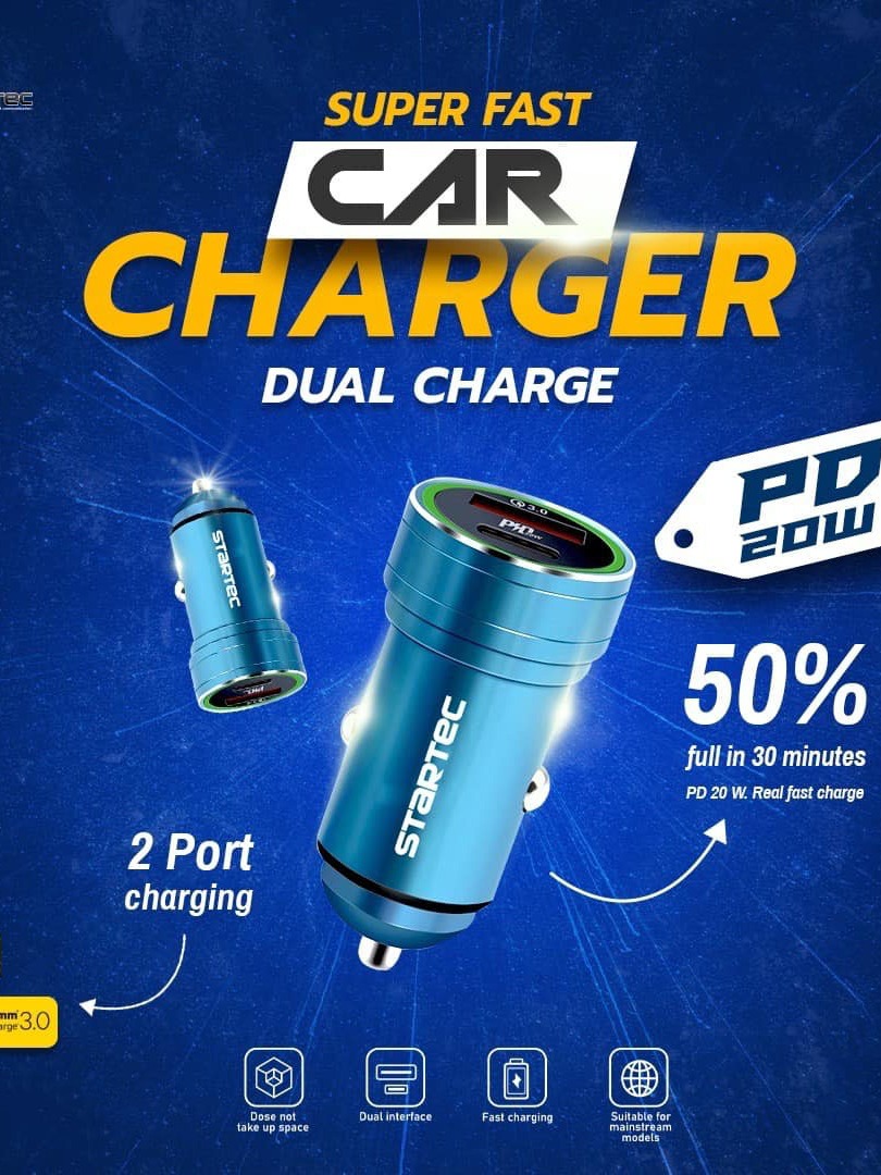 STARTEC ที่ชาร์จในรถ Car Charger ชาร์จเร็ว Type C PD หัวชาร์จในรถ รองรับ QC 3.8 | Shopee Thailand