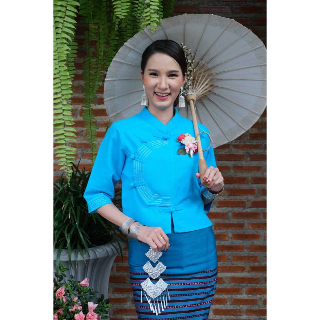 เสื้อผ้าฝ้ายพื้นเมือง รุ่นทองกวาวFF138 | Shopee Thailand