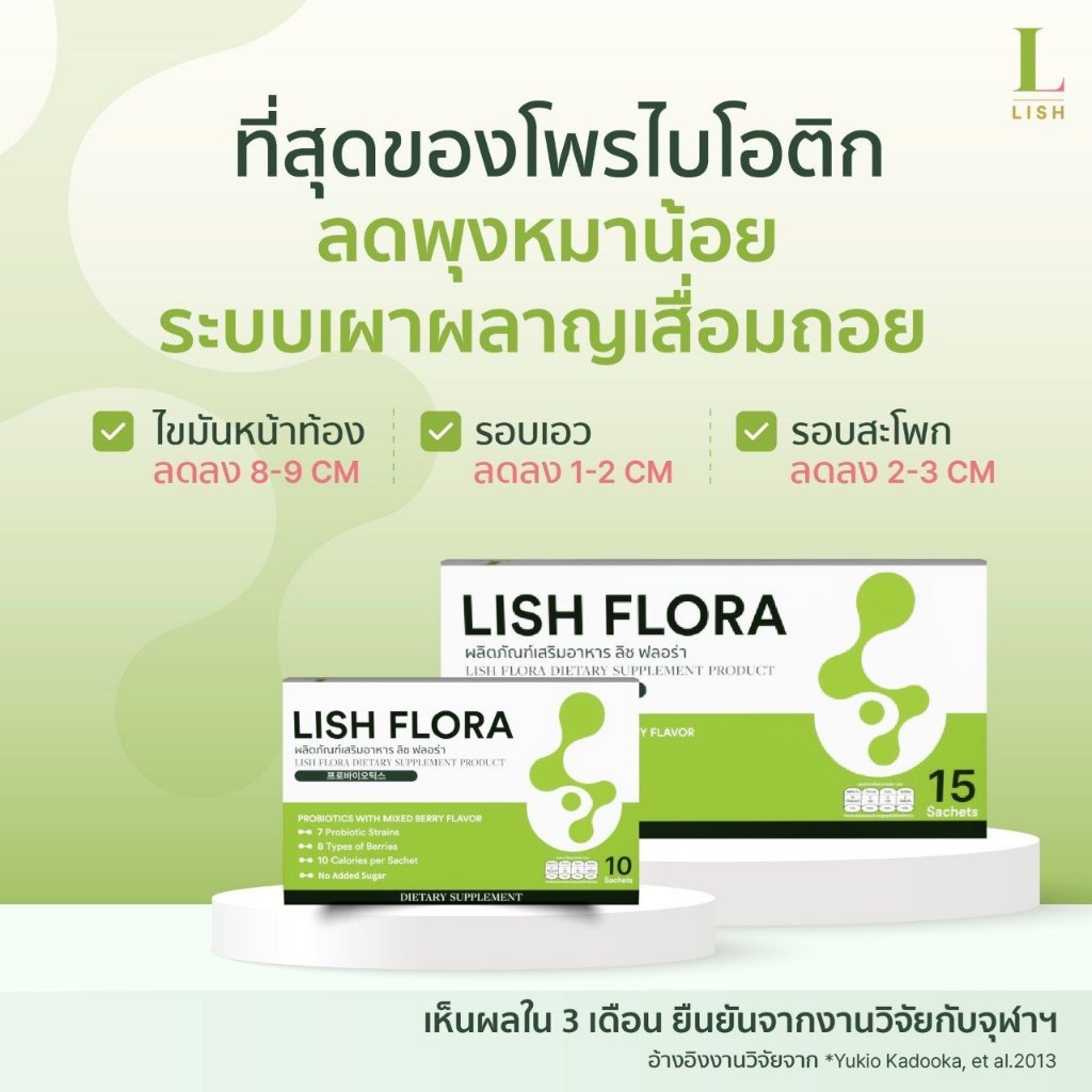 LISH Flora ลิช ฟลอร่า Synbiotics (Probiotics & Prebiotics) ท้องผูก ถ่าย ...