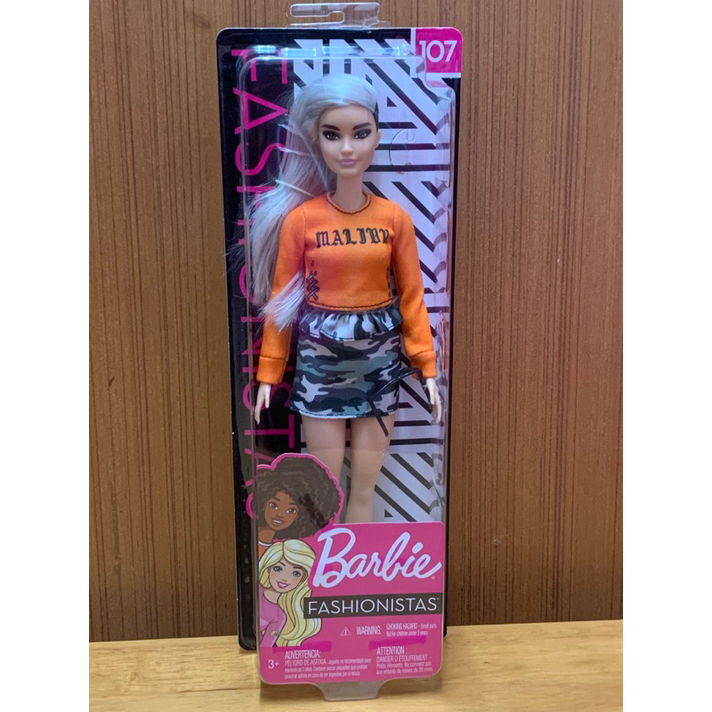 Barbie Fashionistas #107 - Malibu Barbie Side Shave Orange & Camo Skirt ...