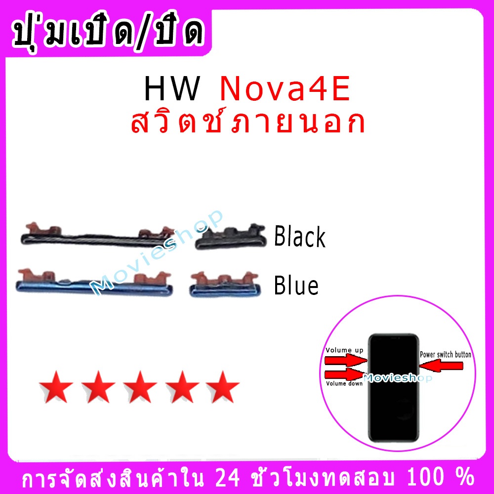 สวิตช์กุญแจภายนอก HW Nova4E ปุ่มเปิด/ปิด ปรับระดับเสียงขึ้นลง ปุ่มเพิ่มระดับเสียง ปุ่มลดระดับ ...
