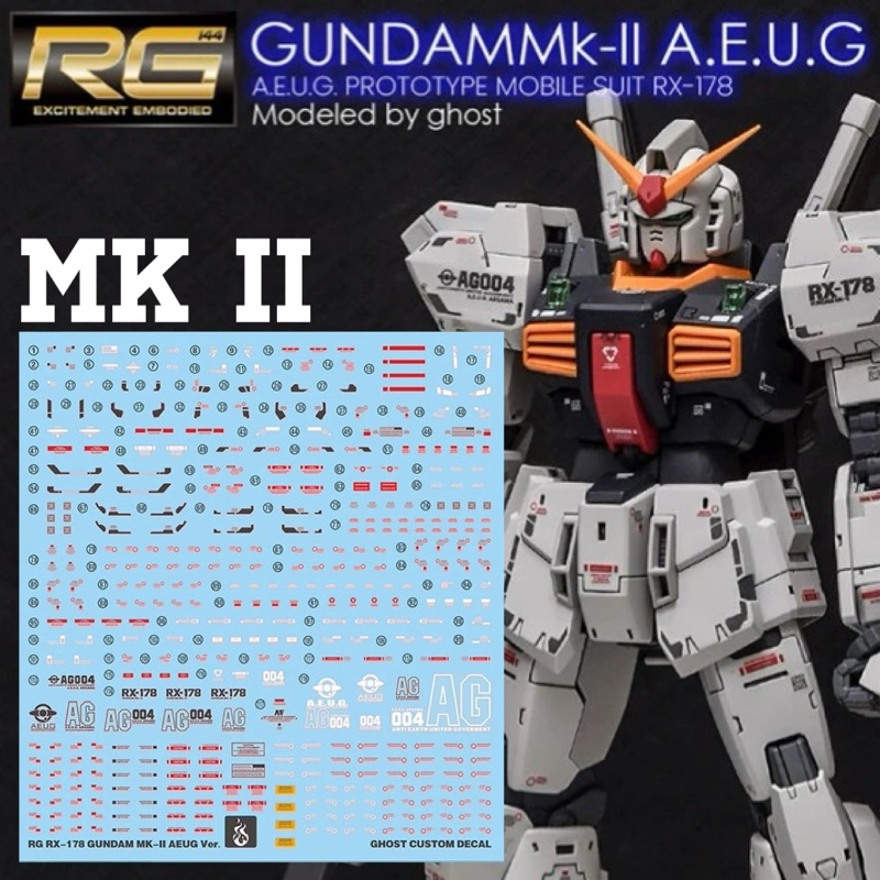 ⬜️ดีคอลน้ำ GHOST RG DECAL GUNDAM MK II A.E.U.G เรืองแสงแบล็คไลท์ ...