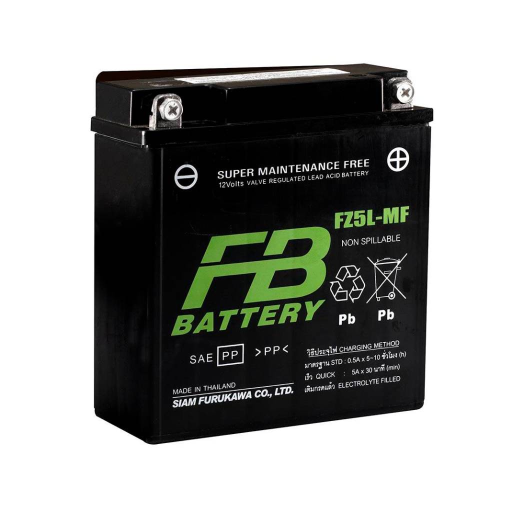 แบตเตอรี่มอเตอร์ไซค์ แบบแห้ง แบตแท้จาก FB ยี่ห้อ FB BATTERY รุ่น FZ5L ...