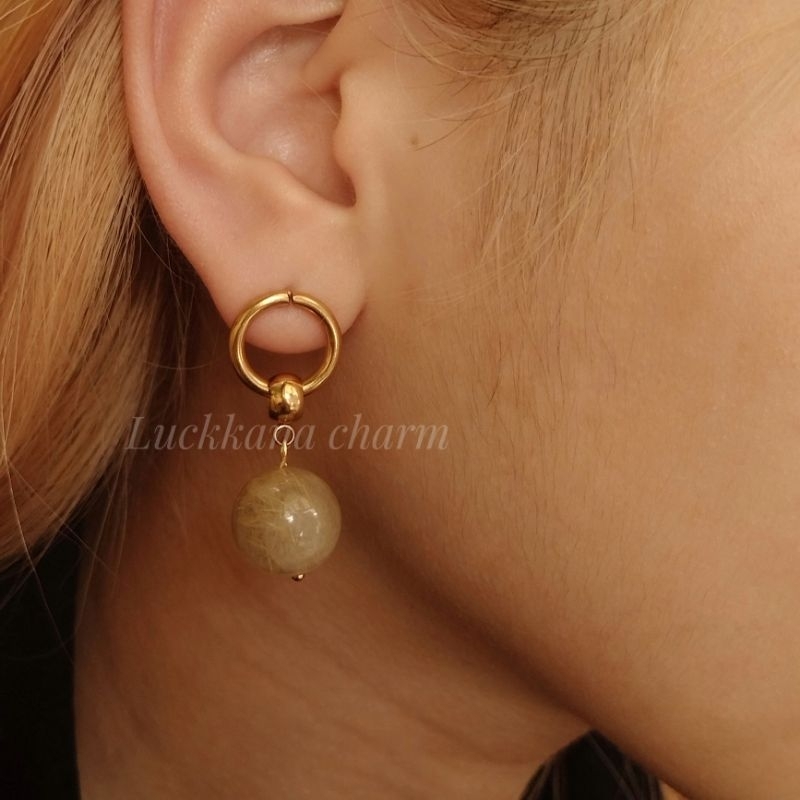 Luckkana charm - ต่างหูประดับไหมทอง หินมงคลส่งเสริมโชคลาภ อำนาจบารมี | Shopee Thailand