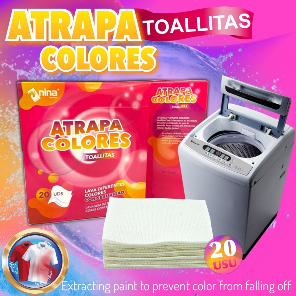 แผ่นซักผ้ากันสีตก Atrapa colores toallitas ช่วยดักจับสีตก และสิ่งสกปรก ...