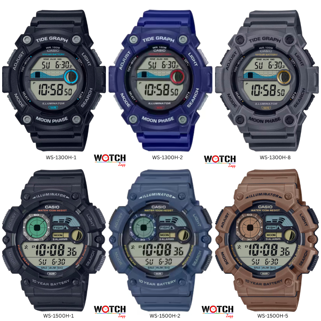 นาฬิกาข้อมือ นาฬิกาผู้ชาย Casio 10 YEAR BATTERY WS-1300H series รุ่น WS-1300H-1A WS-1300H-2A WS ...