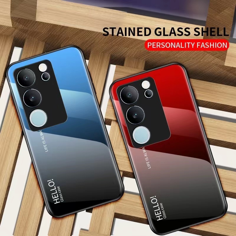 ตรงรุ่น Case V29 เคสกระจก For Vivo V29 5Gเคสกระจกสองสี วีโว่ วี 29 5G ...