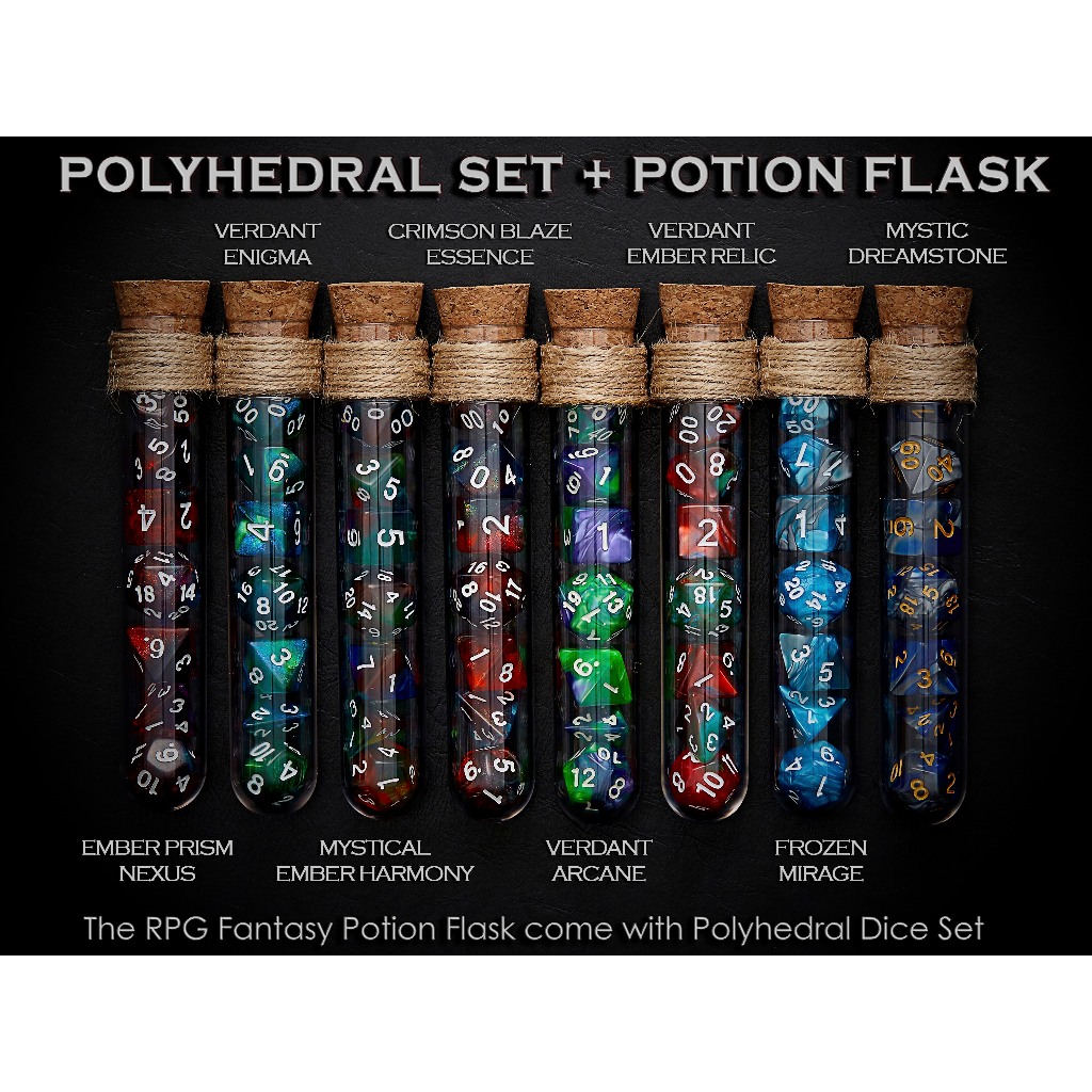 Potion Flask with Dice Set of 7 | ลูกเต๋า Dice For DnD D&D MTG RPG TRPG ...