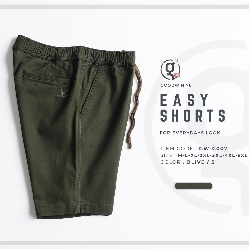 GOODWIN - C007 EASY SHORTS กางเกงขาสั้นเอวยืดมีเชือกผูกเอว ผ้ายืด ...