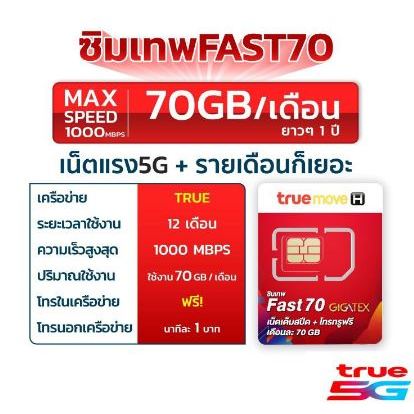 ซิมทรู Fast 70 maxspeed เน็ตรายปี 12 เดือน | Shopee Thailand
