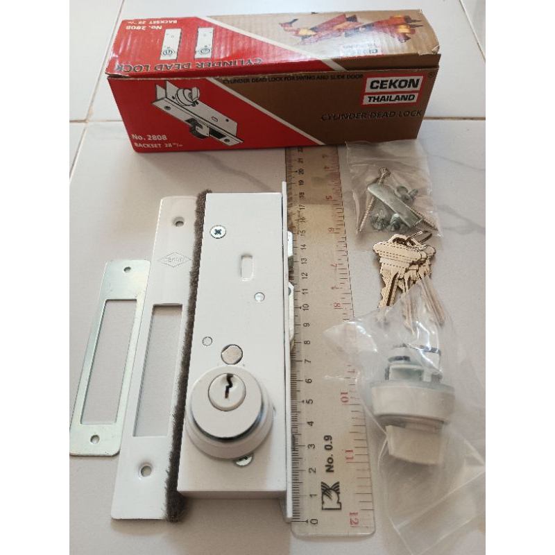กุญแจประตูบานเลื่อน CEKON สีขาว | Shopee Thailand