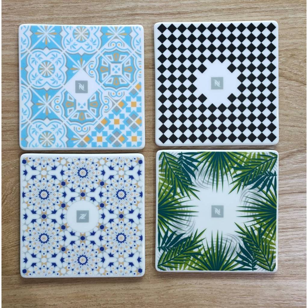 จานรองแก้ว เนสเปรสโซ่/nespresso Porcelain coasters Miami,Paris,Rio de ...