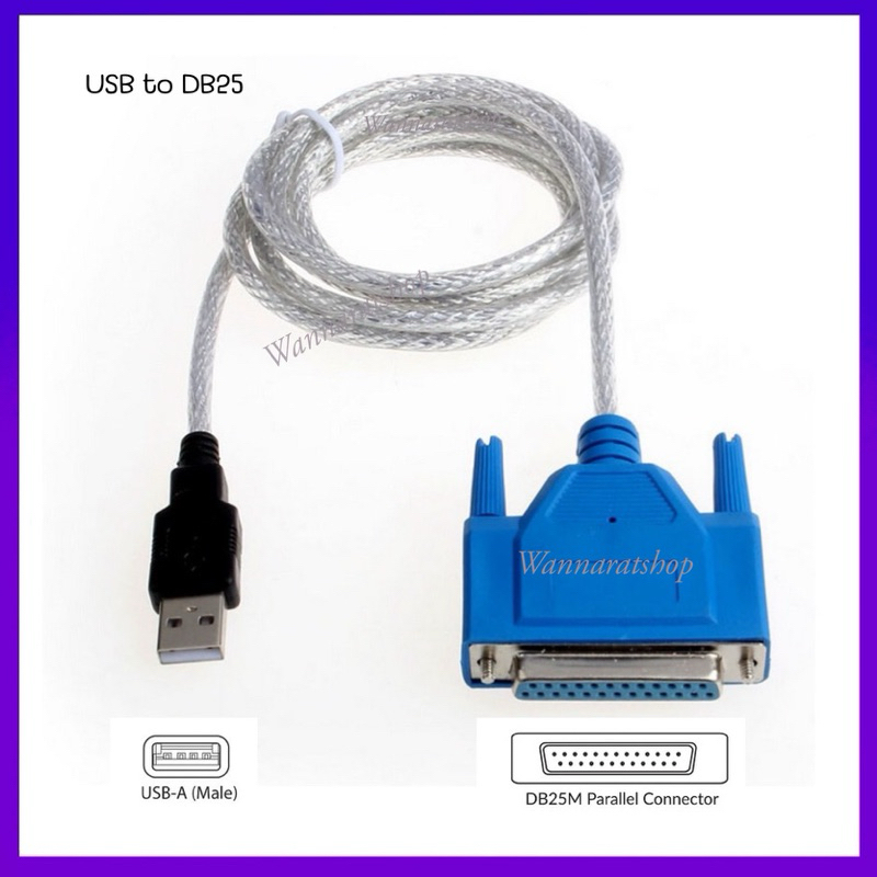 สายแปลง USB to Printer DB25 25-Pin Parallel Port Cable Adapter แพคถุง ( 150cm USB To 25Pin DB25 ...