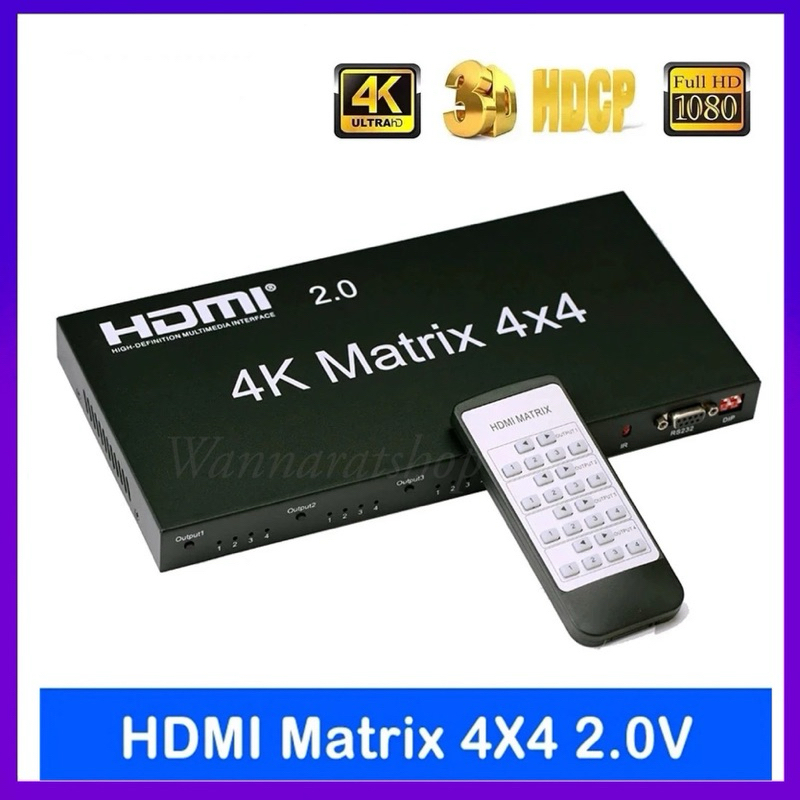 HDMI 2.0 4x4 Matrix Switch Splitter 4K 4 IN 4 OUT 60HZ 1080P HDCP Video ...