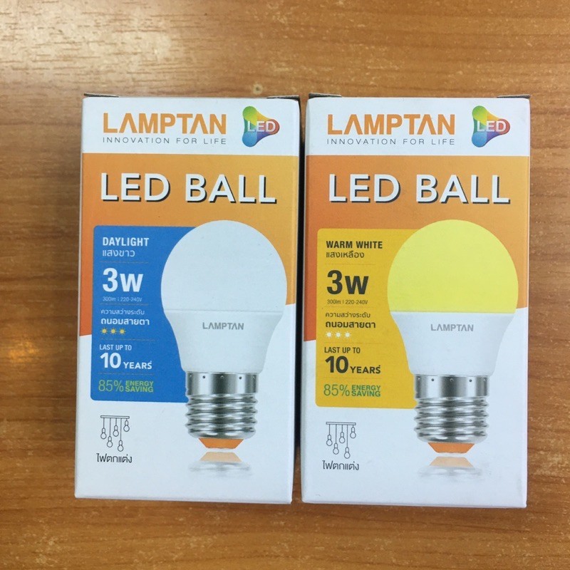 Lamptan LED Bulb (15,000ชม.)หลอดไฟ แลมป์ 3 วัตต์ ขั้ว E27 แสงขาว ...