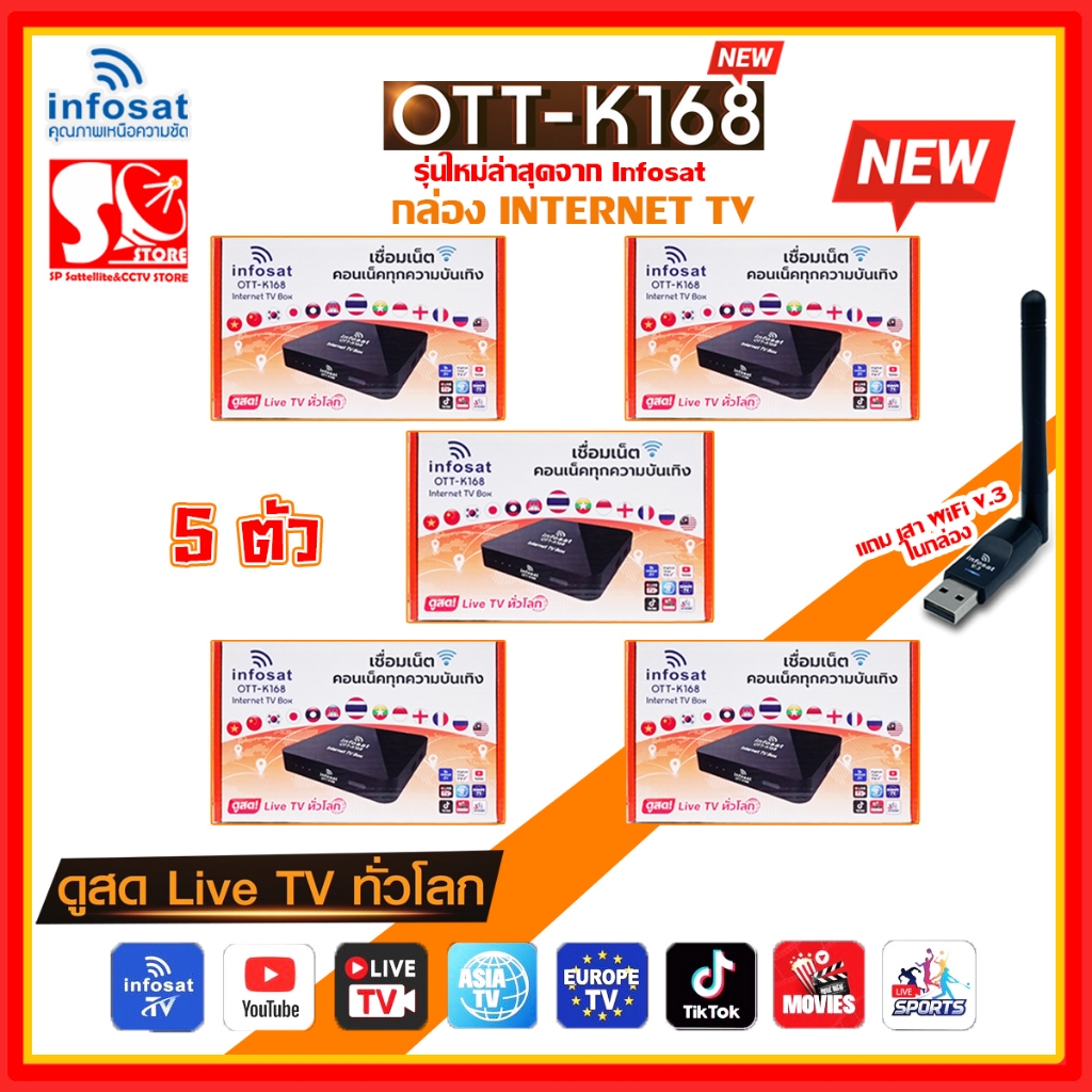 INFOSAT OTT-K168 **แพ็ค 4ตัว/5ตัว** กล่องอินเตอร์เน็ตทีวี internet TV ...
