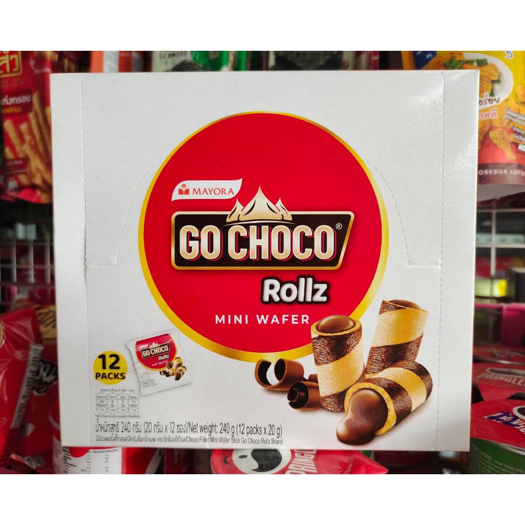 Go Choco Rollz mini Wafer ขนม มินิ เวเฟอร์สติ๊ก สอดไส้ครีมช็อก 20 กรัม ...