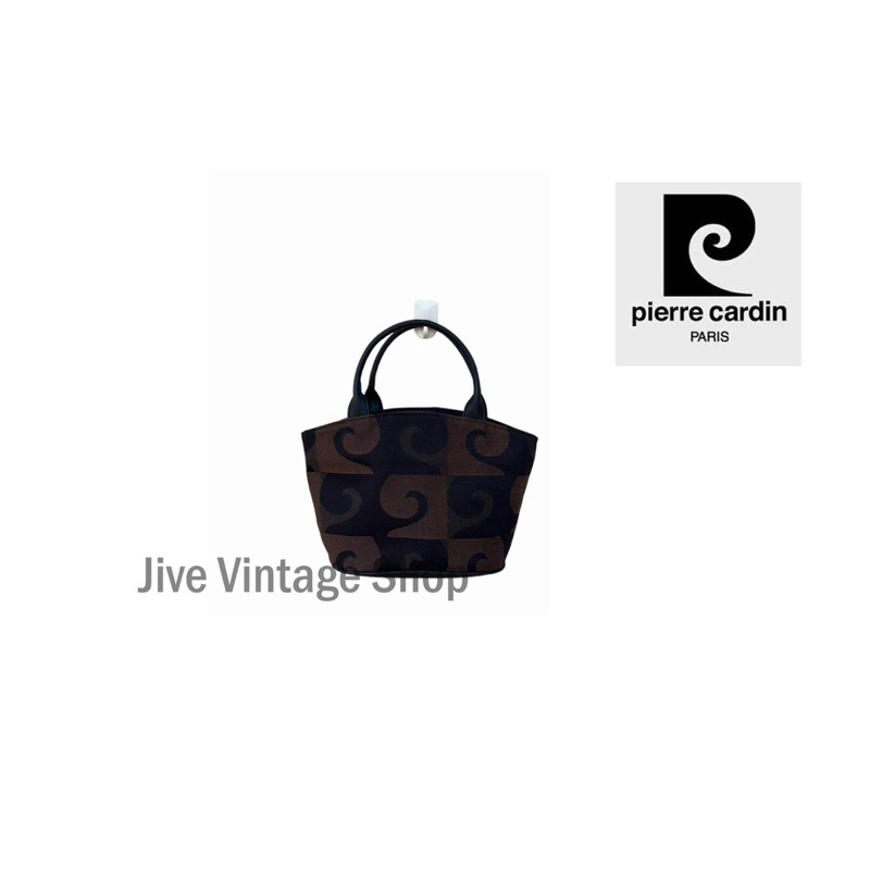 กระเป๋าถือ ใบเล็ก Pierre Cardin เป็นผ้าทอลาย ตัว P โลโก้ signature ...