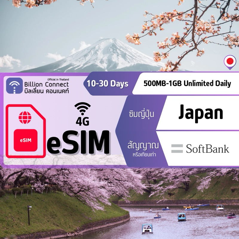 eSIM Japan Sim Card Unlimited 500MB-1GB Daily สัญญาณ Softbank: ซิมญี่ปุ่น 10-30 วัน by ซิมต่าง ...